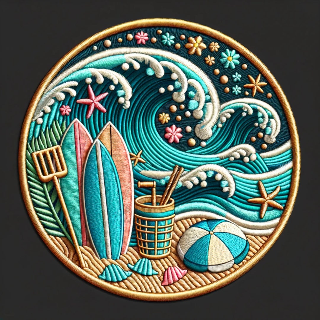 Ocean Waves Patch Iron-on/sew-on Custom Applique for Vest Jacket Denim ...