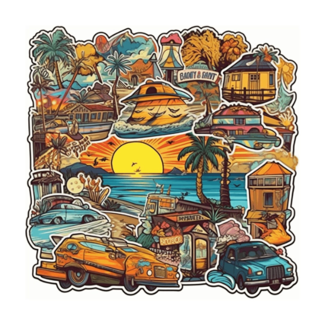 Beaches of America Sticker, Waterproof Vinyl Beach Lover Sticker, Ocean ...