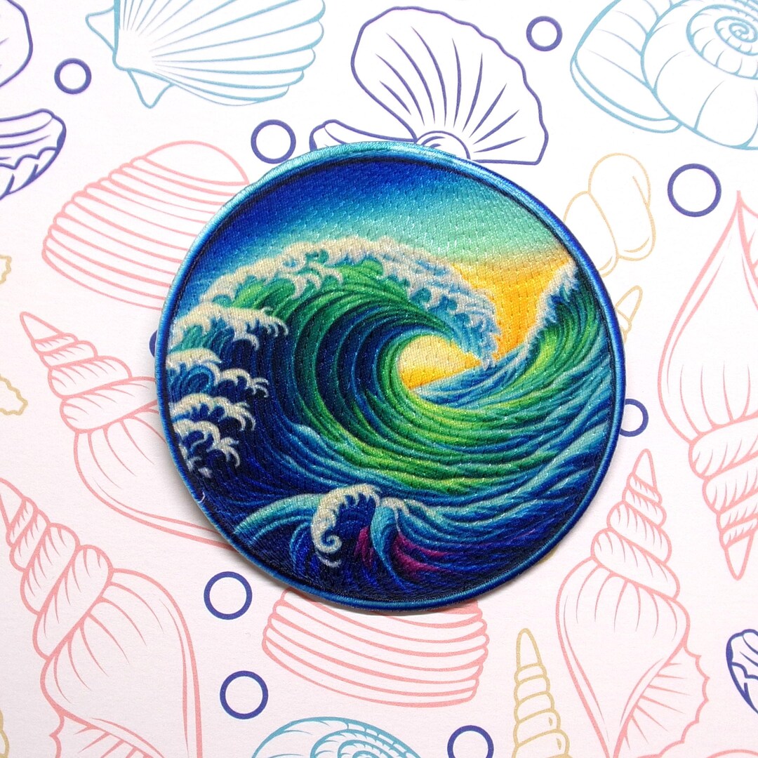 Ocean Waves Patch Iron-on/sew-on Custom Applique Vest Jacket Denim ...