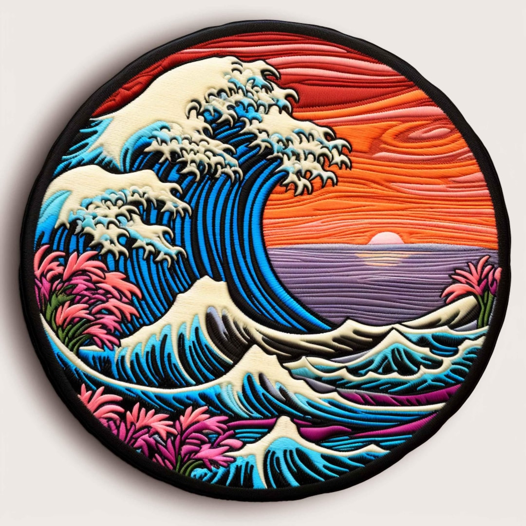 Retro Ocean Wave Patch Iron-on/sew-on Custom Applique Vest Jacket Denim ...