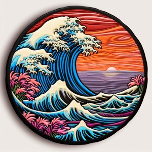 Retro Ocean Waves Patch – Iron-on Badge for Backpacks, Jackets & Summer ...