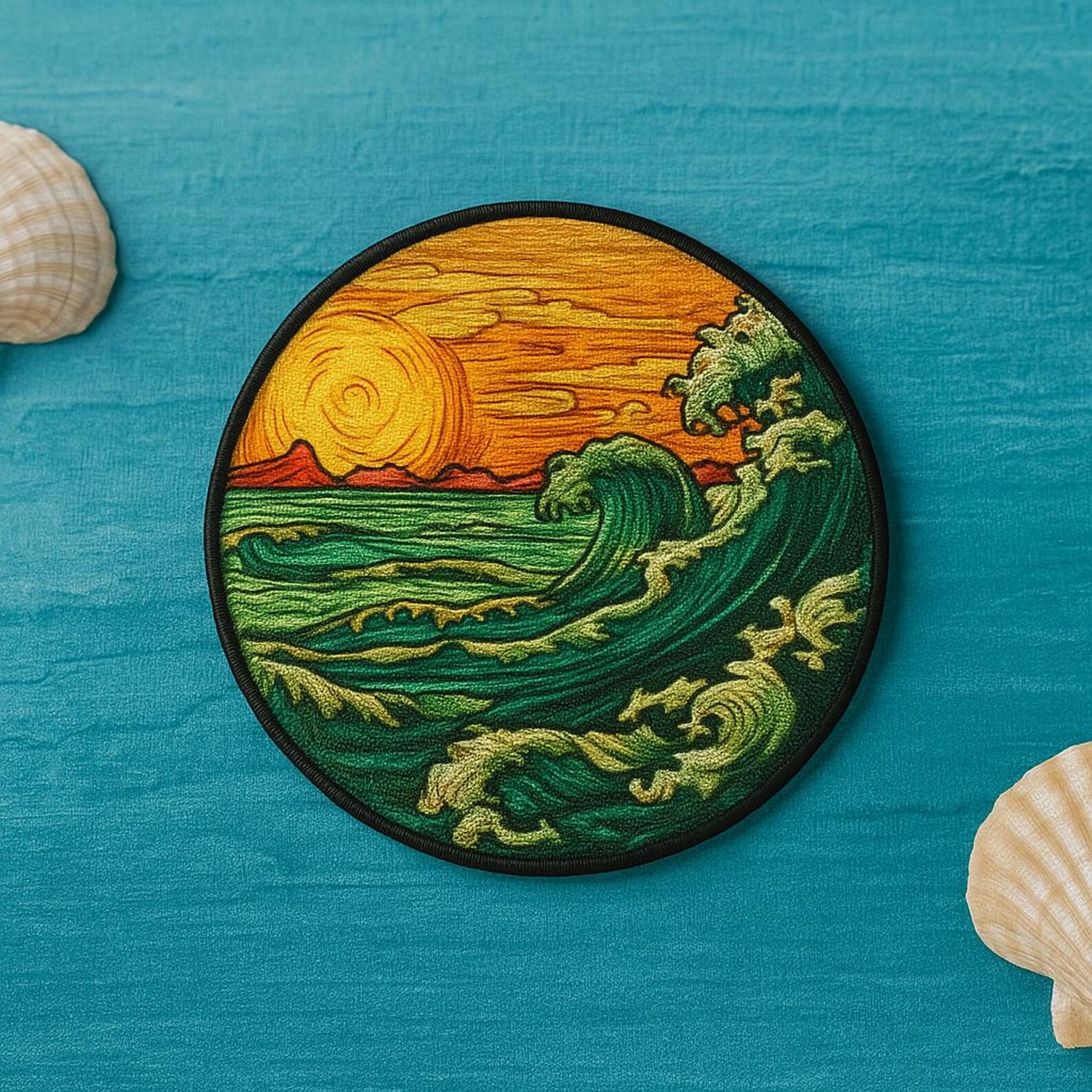 Wave Patch - Simple Beach - Ocean - Embroidered Iron on Patches Custom ...