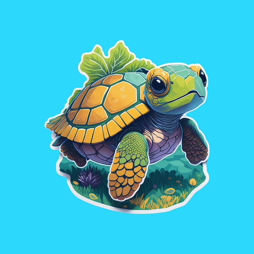 Cute Sea Turtle Sticker Decal, Waterproof Vinyl Beach Animal Sticker ...