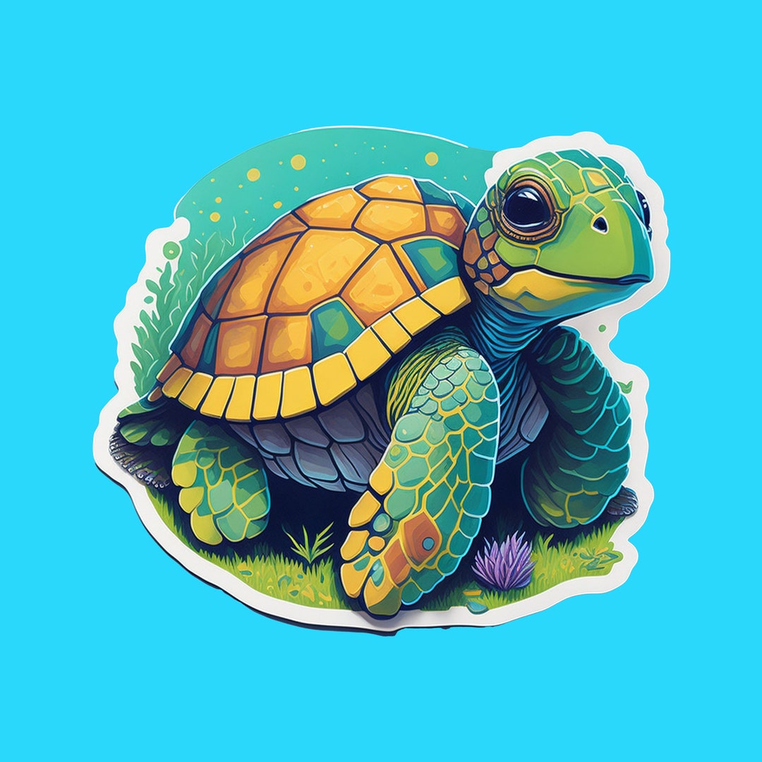 Cute Sea Turtle Sticker Decal, Waterproof Vinyl Beach Animal Sticker ...