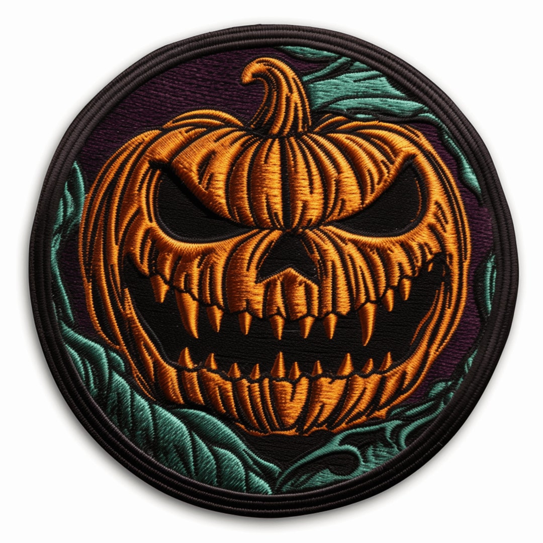 Jack-o-lantern Patch Iron-on/sew-on Custom Applique Vest Jacket Denim ...