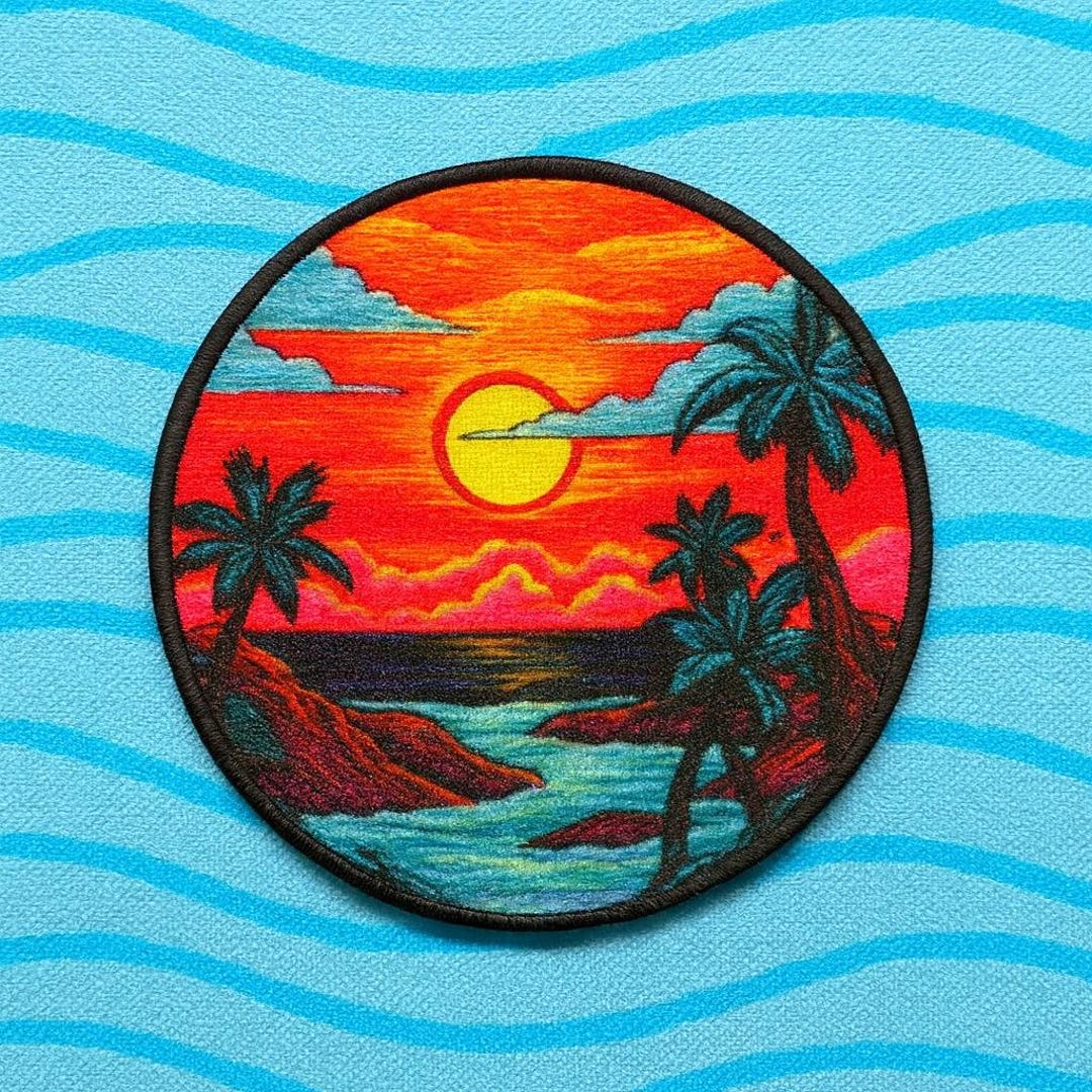Ocean Patch/iron-on Patch/sunset & Palm Trees/coconut Girl/beach ...