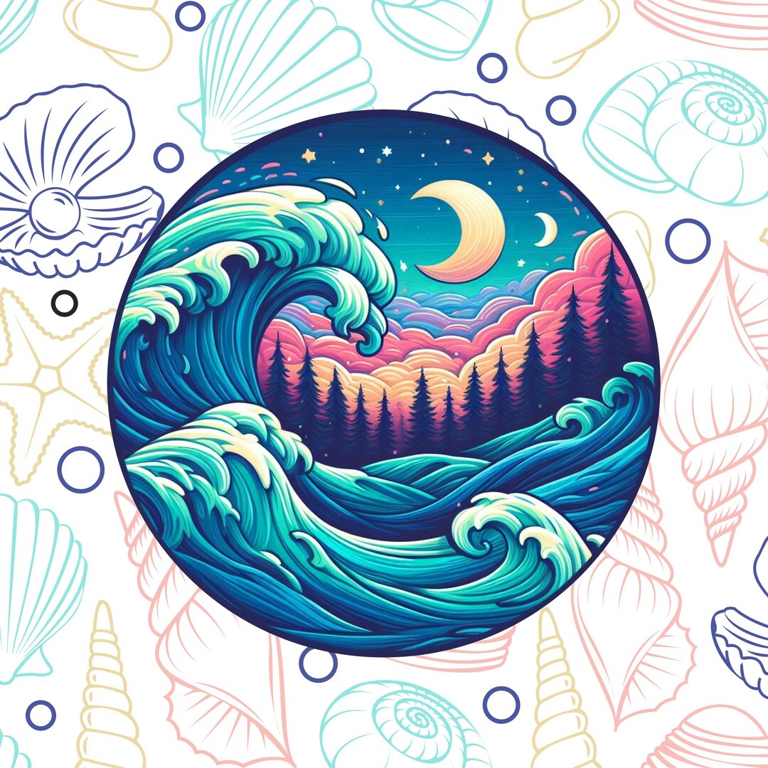 Ocean Waves Sticker Decal, Window Bumper Car Waterproof Vinyl Sticker ...