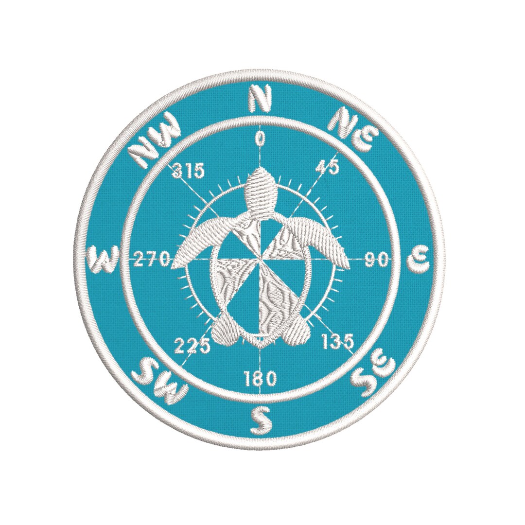 Compass Turtle 3.5 Embroidered Iron-on/sew-on Custom Adventure Applique ...