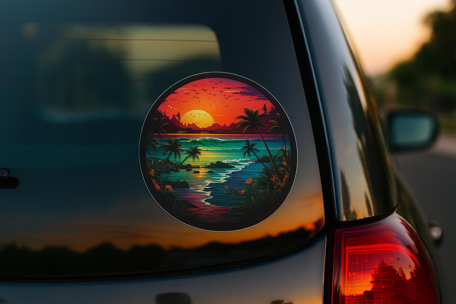 Beach Sunset Sticker Decal, Window Bumper Vehicle Waterproof Vinyl ...