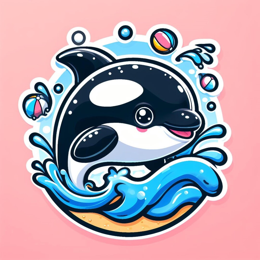 Cute Orca Whale Sticker Decal, Waterproof Vinyl Sticker, Water Bottle ...