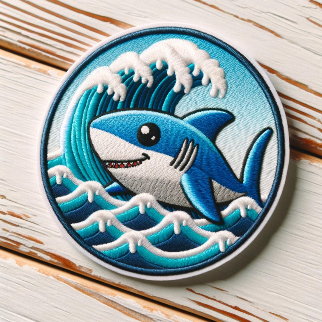 Cute Shark Patch Iron-on/sew-on Custom Applique for Vest Jacket Denim ...