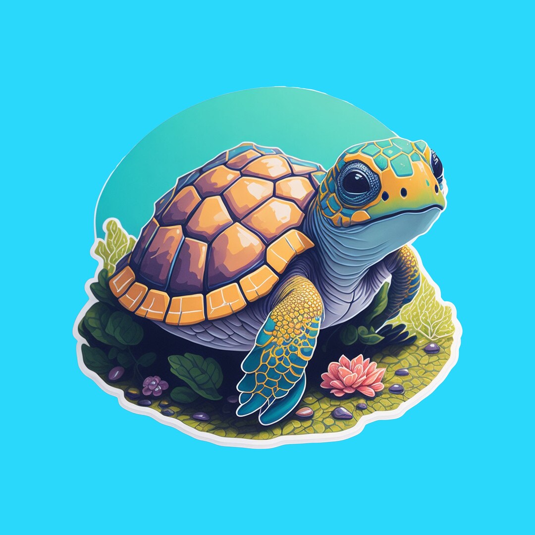 Cute Sea Turtle Sticker Decal, Waterproof Vinyl Beach Animal Sticker ...
