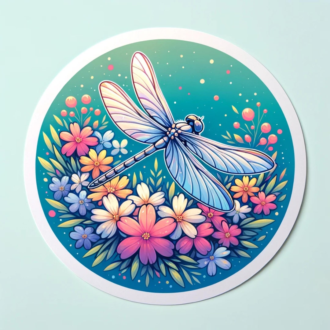 Dragonfly Sticker Decal, Waterproof Vinyl Sticker, Water Bottle Laptop ...
