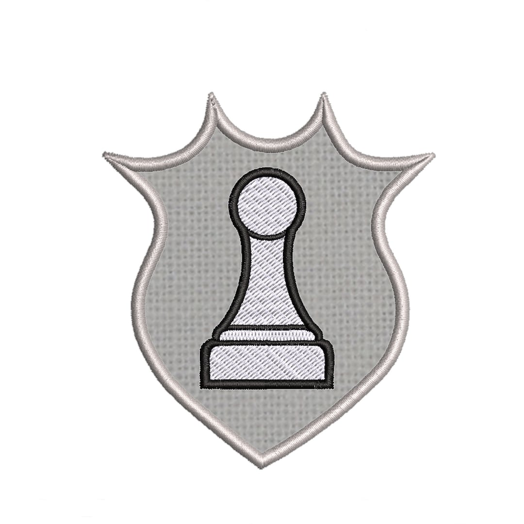 White Pawn Chess Piece Patch Embroidered Iron-on/sew-on Custom Applique ...