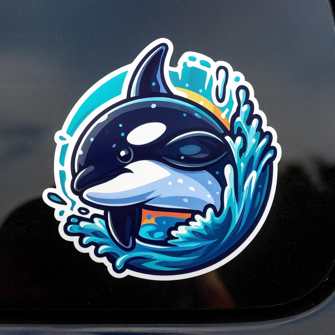 Orca Whale Sticker Decal, Ocean Decal, Waterproof Vinyl Sticker, Laptop ...