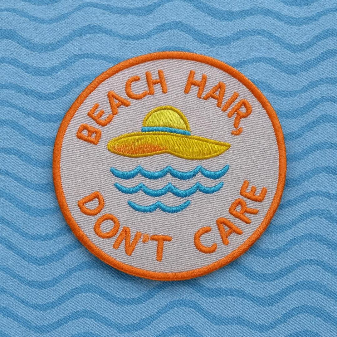 Beach Hair Dont Care Patch Iron On Patch Retro Water Lover T Sew