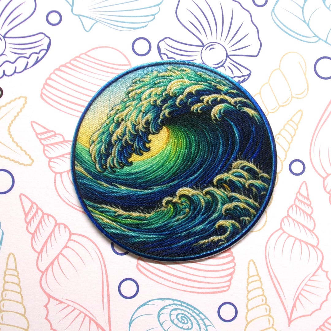 Ocean Waves Patch Iron-on/sew-on Applique for Vest Jacket Clothes Bags ...