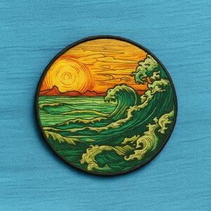 Wave Patch - Simple Beach - Ocean - Embroidered Iron on Patches Custom ...