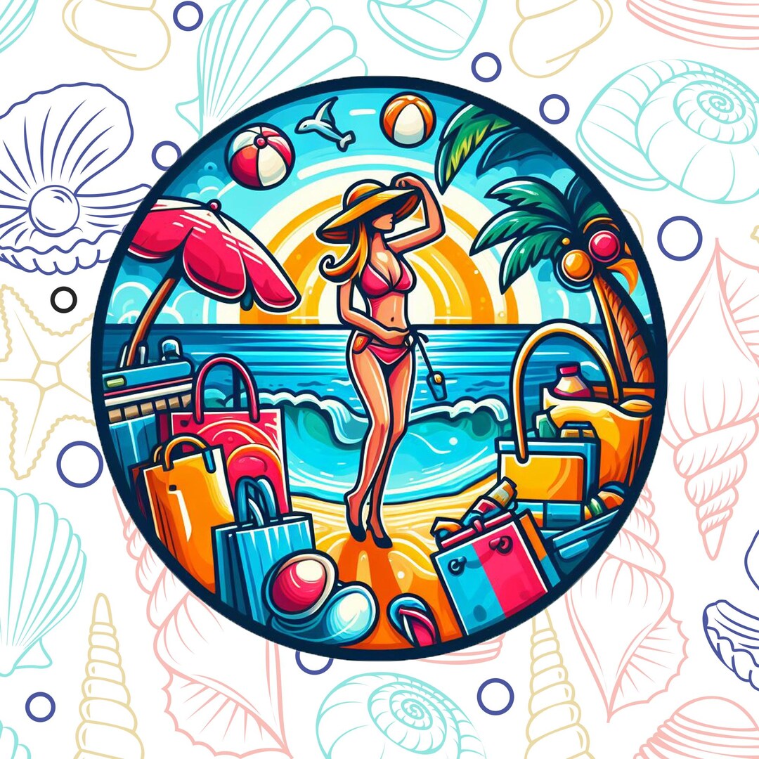 Beach Vacation Sticker Decal, Waterproof Vinyl Destination Sticker ...