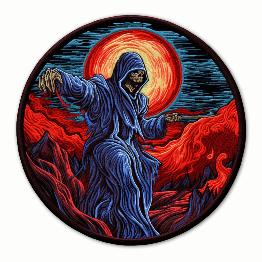 Grim Reaper Patch Iron-on/sew-on Custom Applique for Vest Jacket Denim ...