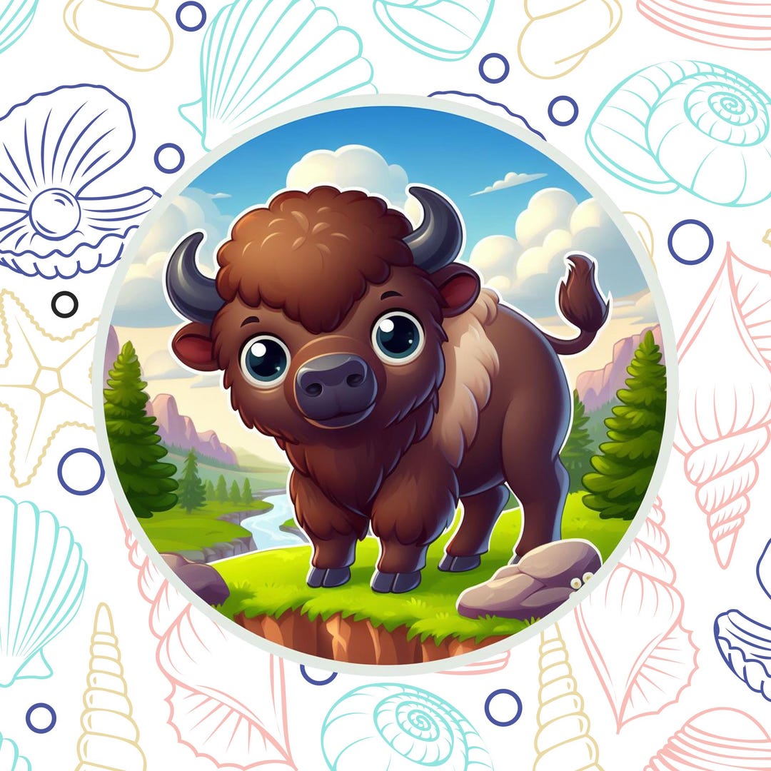 Cute Bison Sticker Decal, Buffalo Waterproof Vinyl Sticker, Water ...