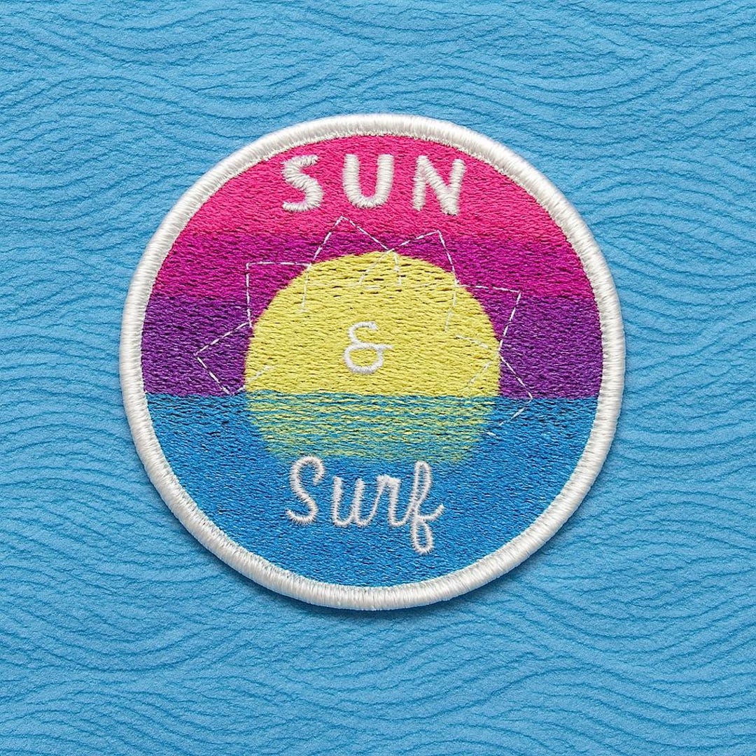 Sun & Surf Gradient Patch – Beach Life Embroidered Iron-on Applique for ...