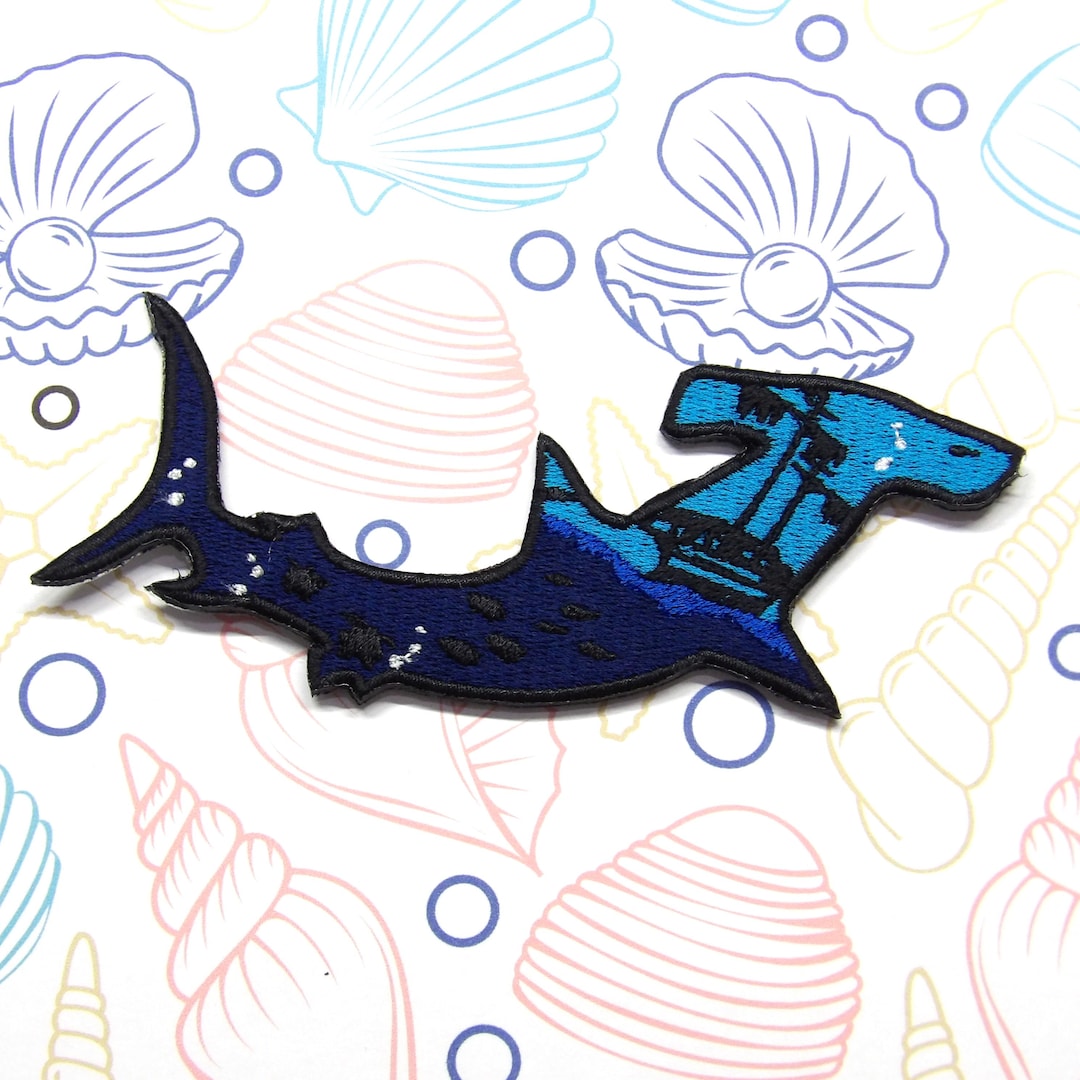 Hammerhead Shark Patch Embroidered Iron-on Badge for Backpacks, Jackets ...