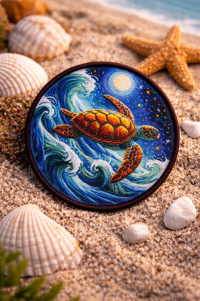 Sea Turtle Patch/iron-on Patch/sew-on Applique for Vest/jacket Clothing Backpacks, Ocean Wave ...