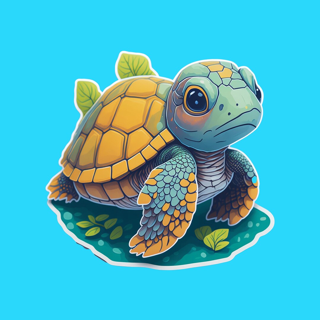Cute Sea Turtle Sticker Decal, Waterproof Vinyl Beach Animal Sticker ...
