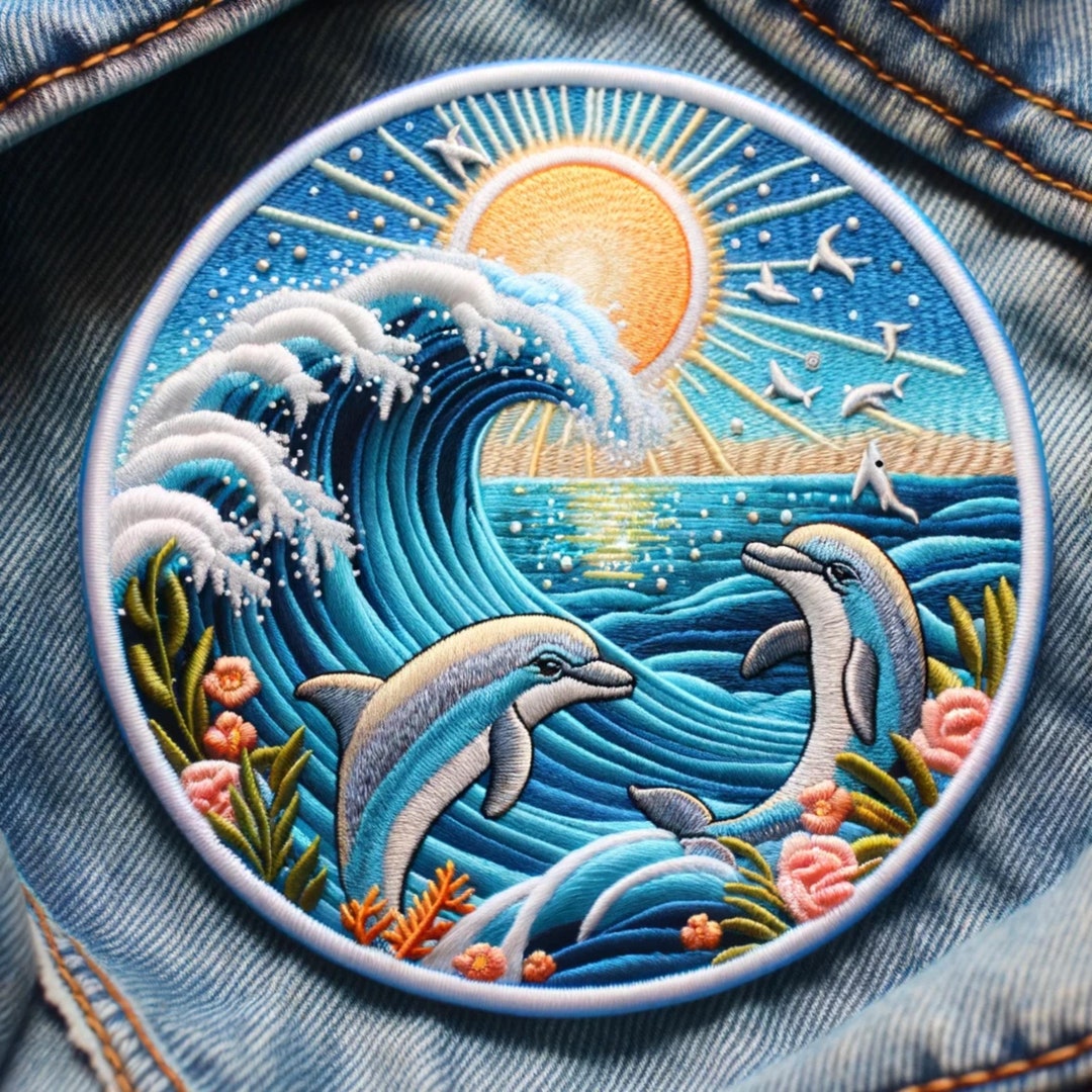 Dolphin Patch Iron-on/sew-on Custom Applique for Jacket Denim Clothing ...