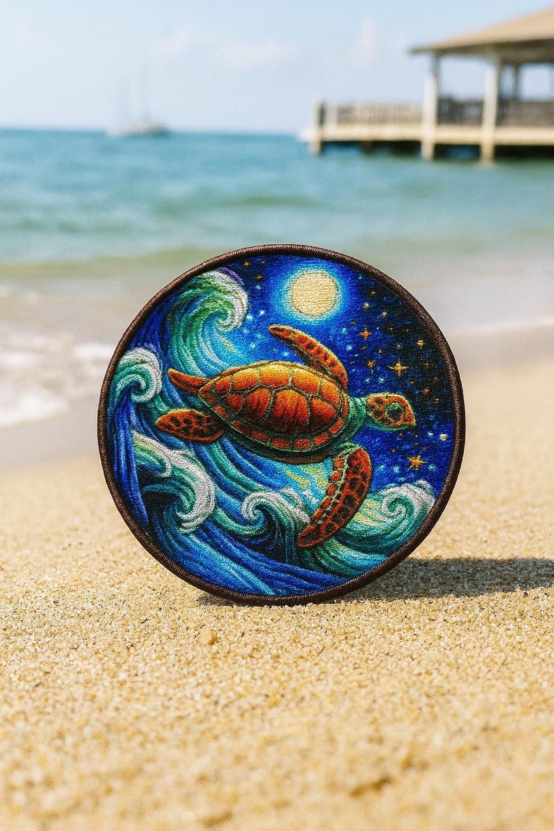Sea Turtle Patch/iron-on Patch/sew-on Applique for Vest/jacket Clothing Backpacks, Ocean Wave ...