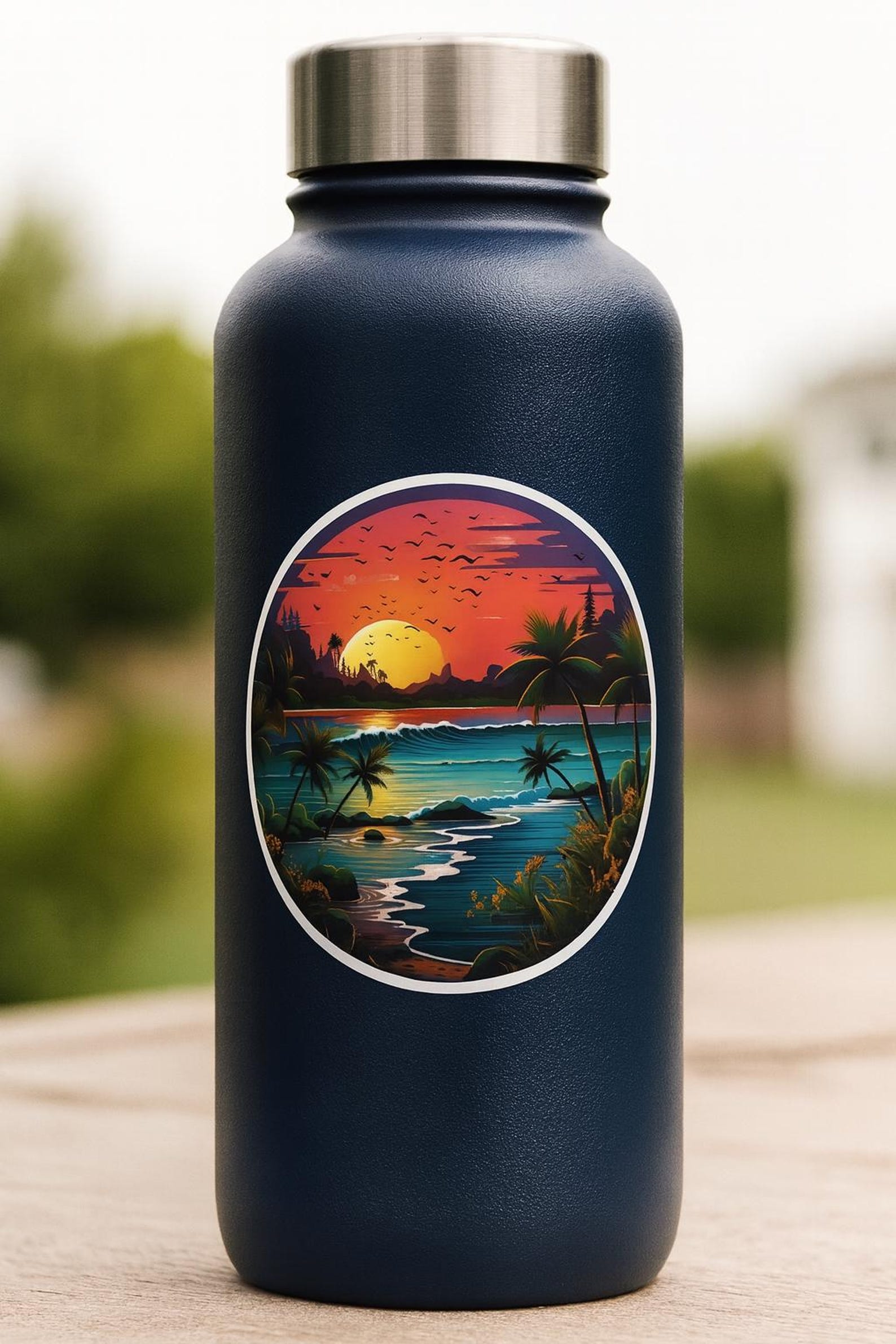Beach Sunset Sticker Decal, Window Bumper Vehicle Waterproof Vinyl ...