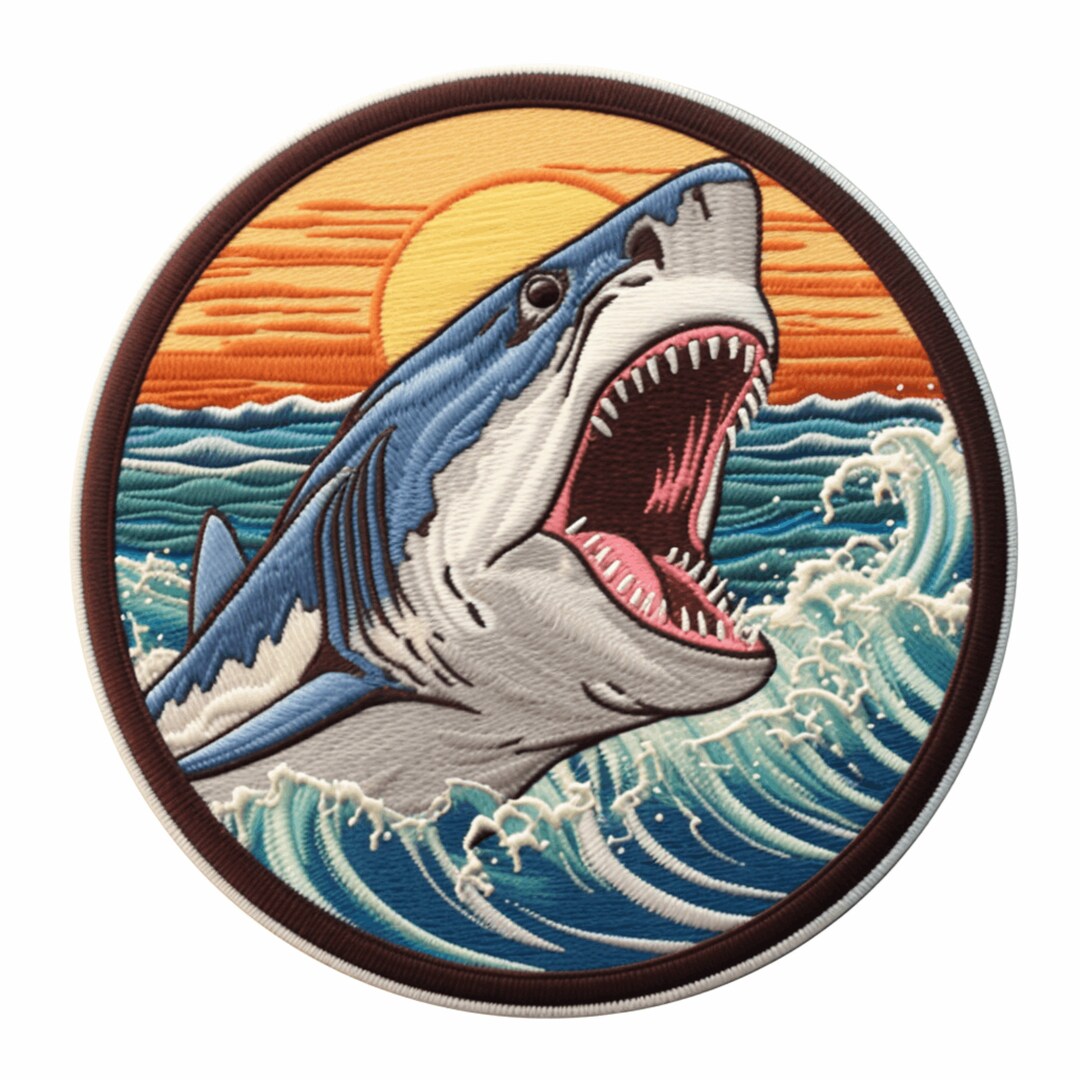 Megalodon Shark Patch Embroidered Iron-on/sew-on Custom Applique for ...