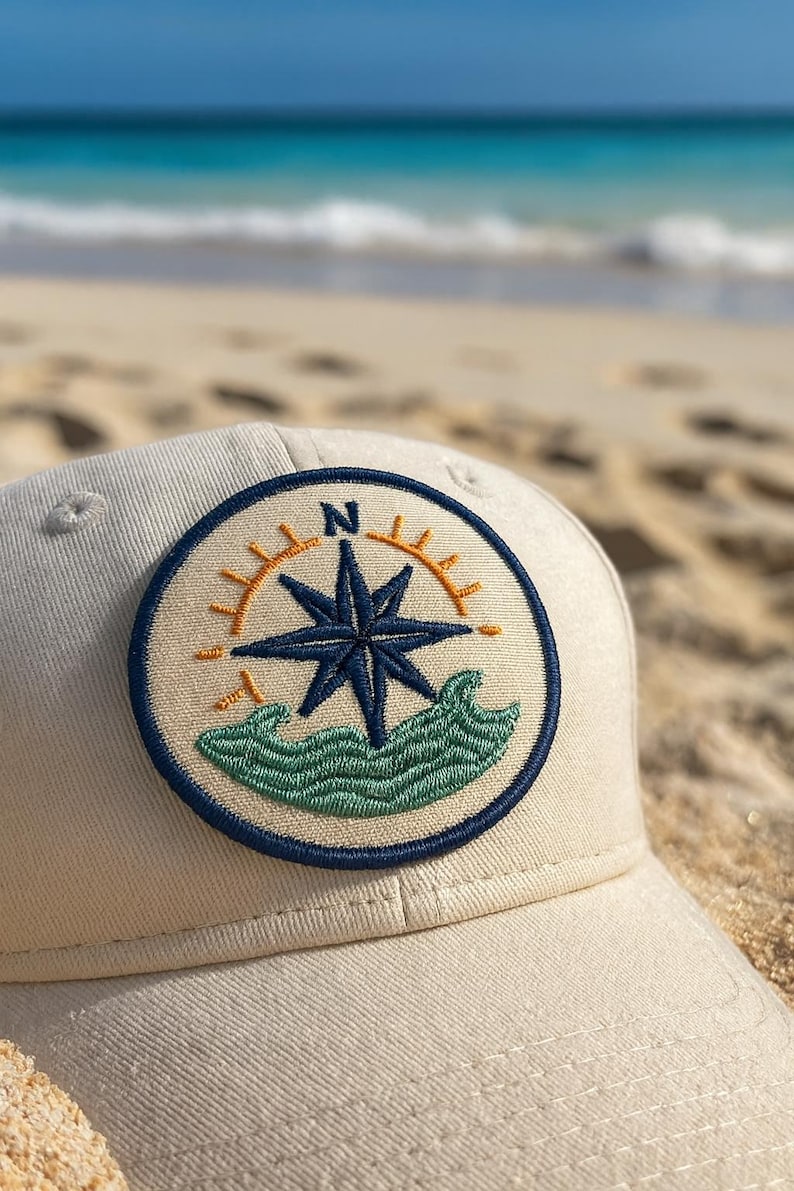 Compass Rose W/ocean Waves/iron-on Patch/beach Vibe & Fun Vacation Gift ...