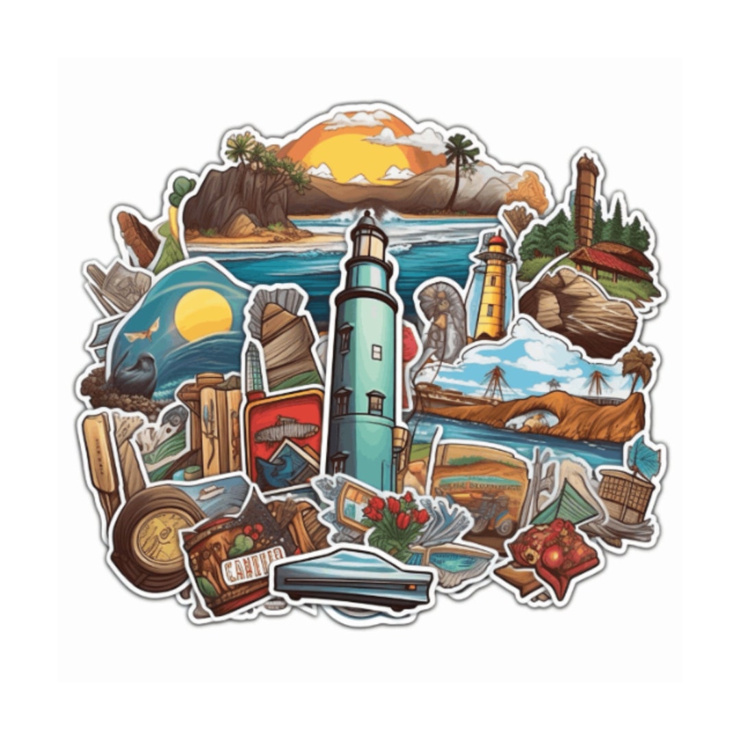 Beaches of America Sticker, Waterproof Vinyl Beach Lover Sticker, Ocean ...