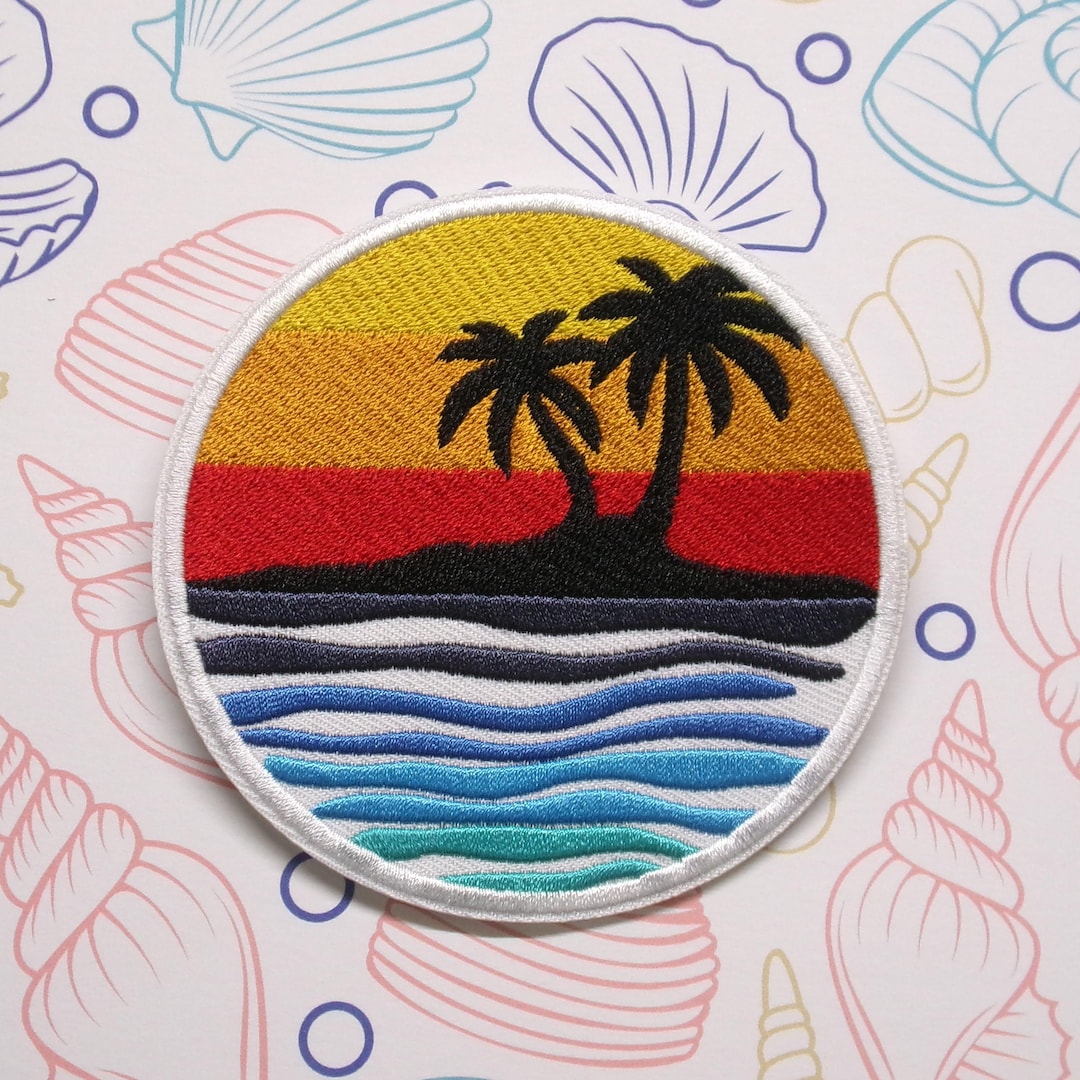 Exotic Tropical Island Vacation Palm Tree Patch - 3.5" Embroidered Iron ...