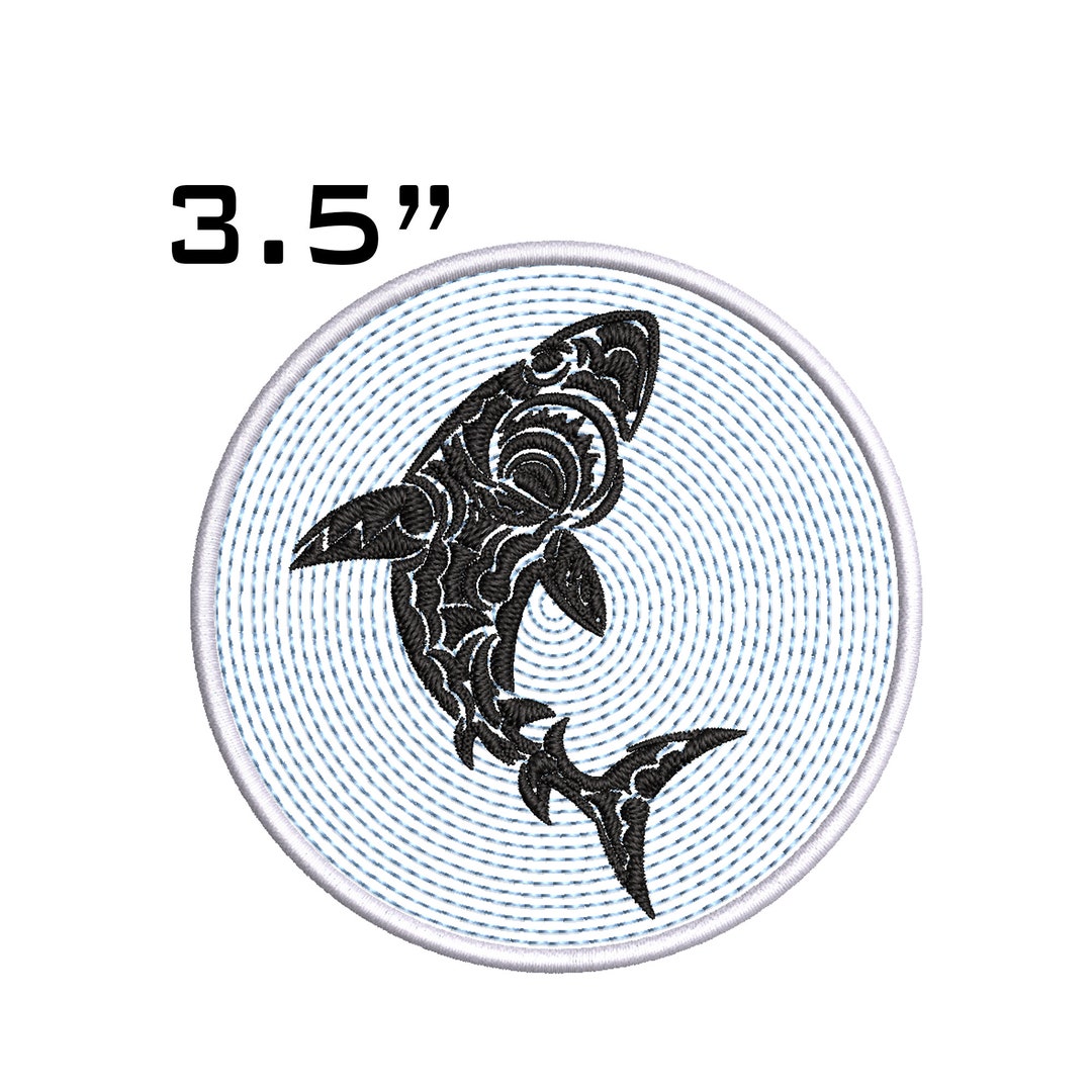 Tribal Shark Patch Embroidered Iron-on/sew-on Custom Applique Vest ...