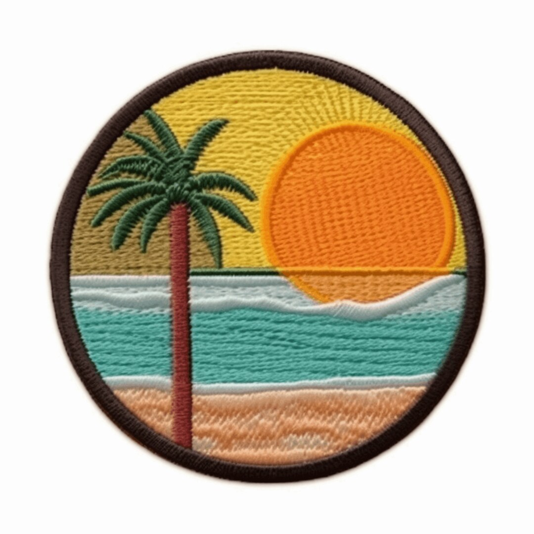 Sunrise Over the Beach Patch Iron-on/sew-on Custom Applique Vest Jacket ...