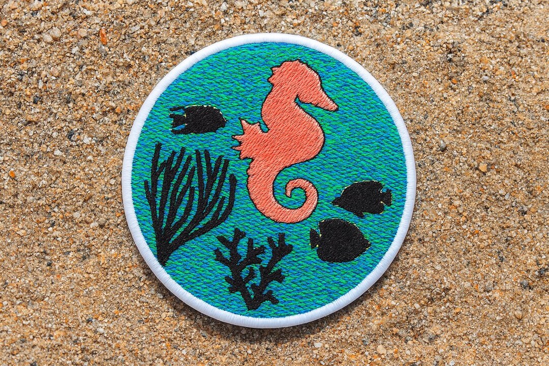 Seahorse & Coral Reef Patch/iron-on Patch/ocean Life Gift/marine Lover ...