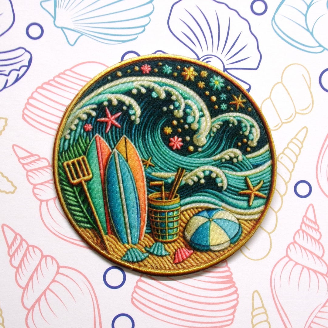 Ocean Waves Patch Iron-on/sew-on Applique for Jacket Vest Clothing ...