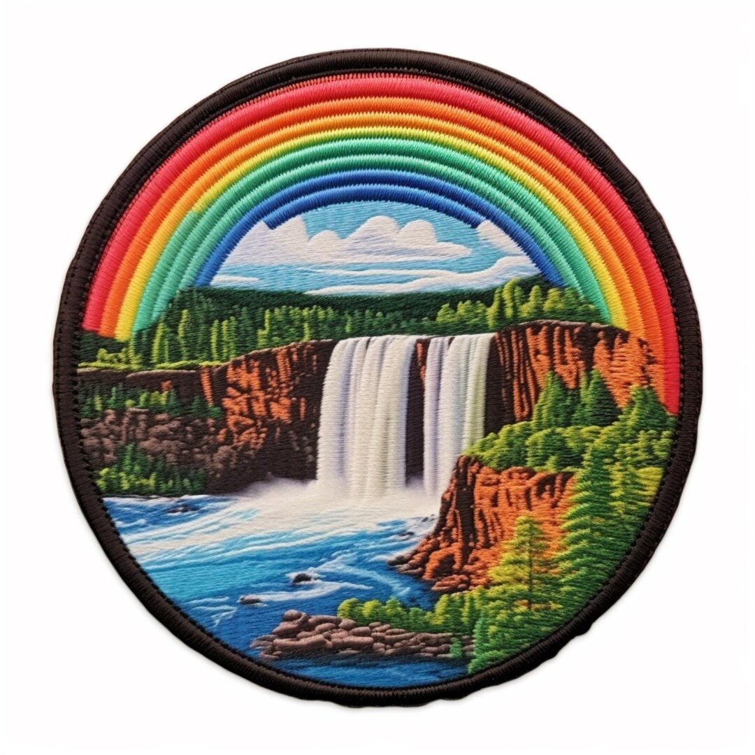 Rainbow Waterfall Patch Iron-on/sew-on Applique Vest Jacket Denim ...