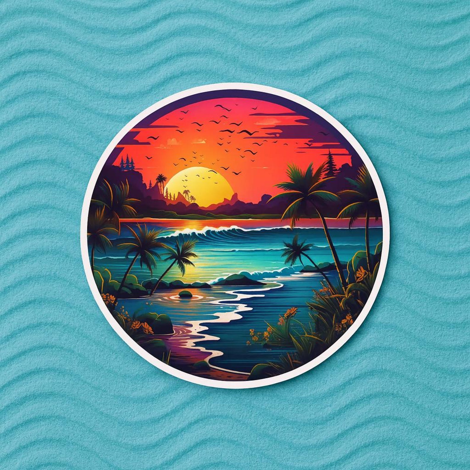 Beach Sunset Sticker Decal, Window Bumper Vehicle Waterproof Vinyl ...