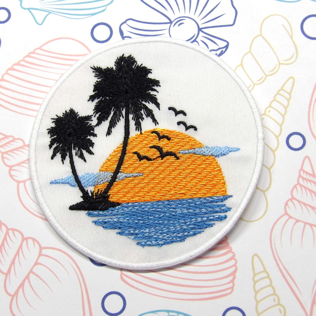 Tropical Island Patch Embroidered Iron-on/sew-on Applique for Vest ...
