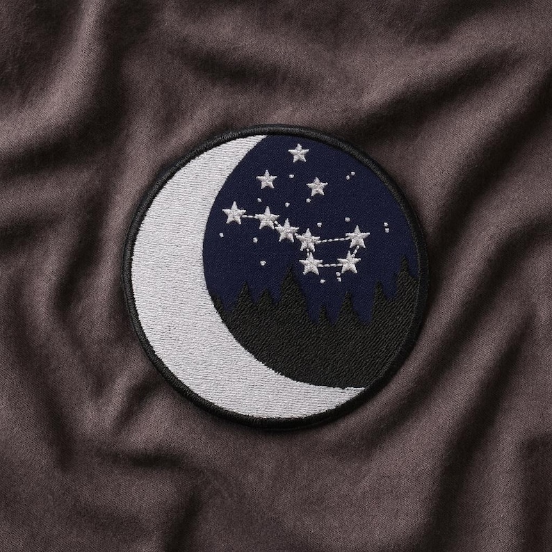 Starry Night Moon Scene Patch/big Dipper/iron-on Patch/astronomy ...