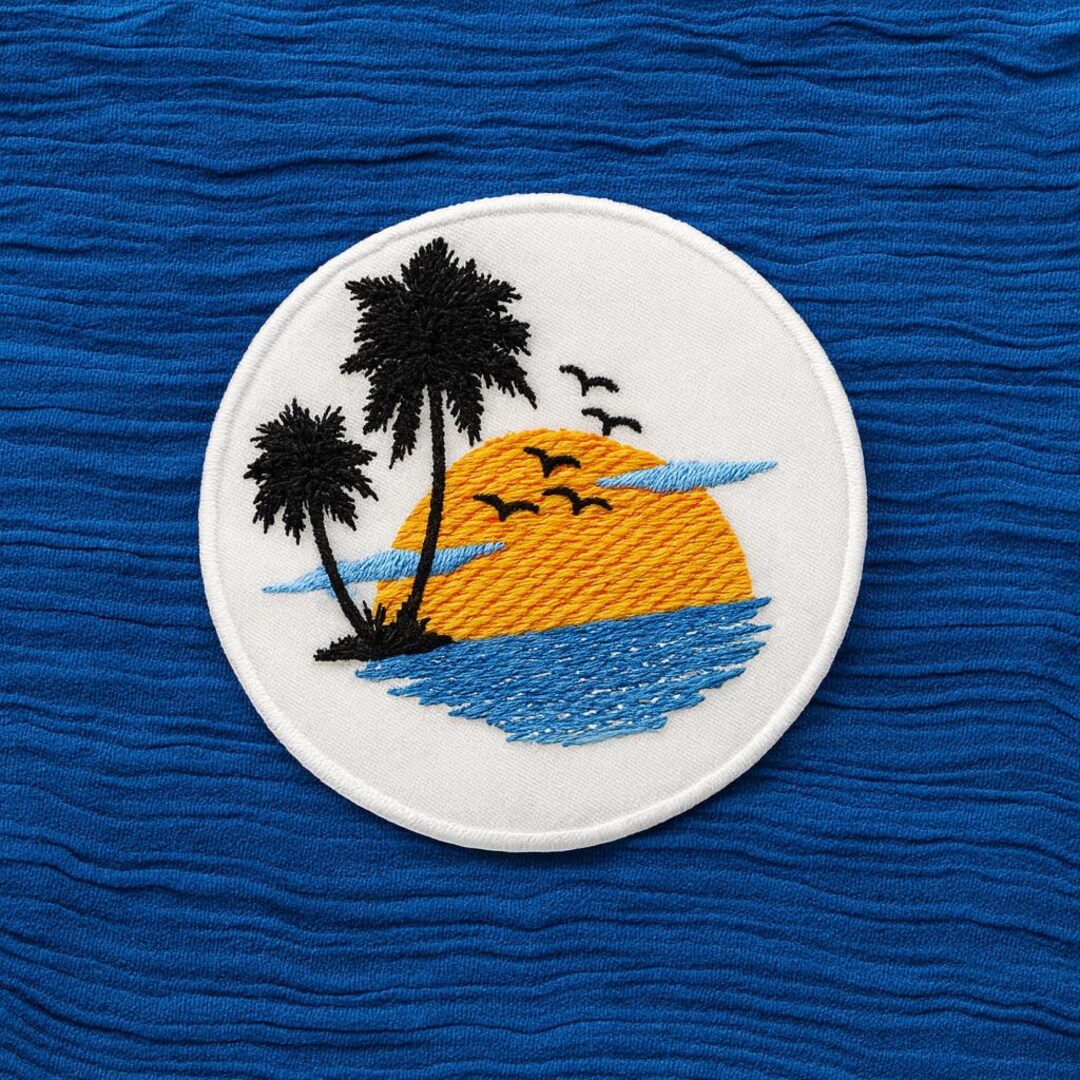 Tropical Island Patch/iron-on Patch/ocean Waves/travel Souvenir/palm ...