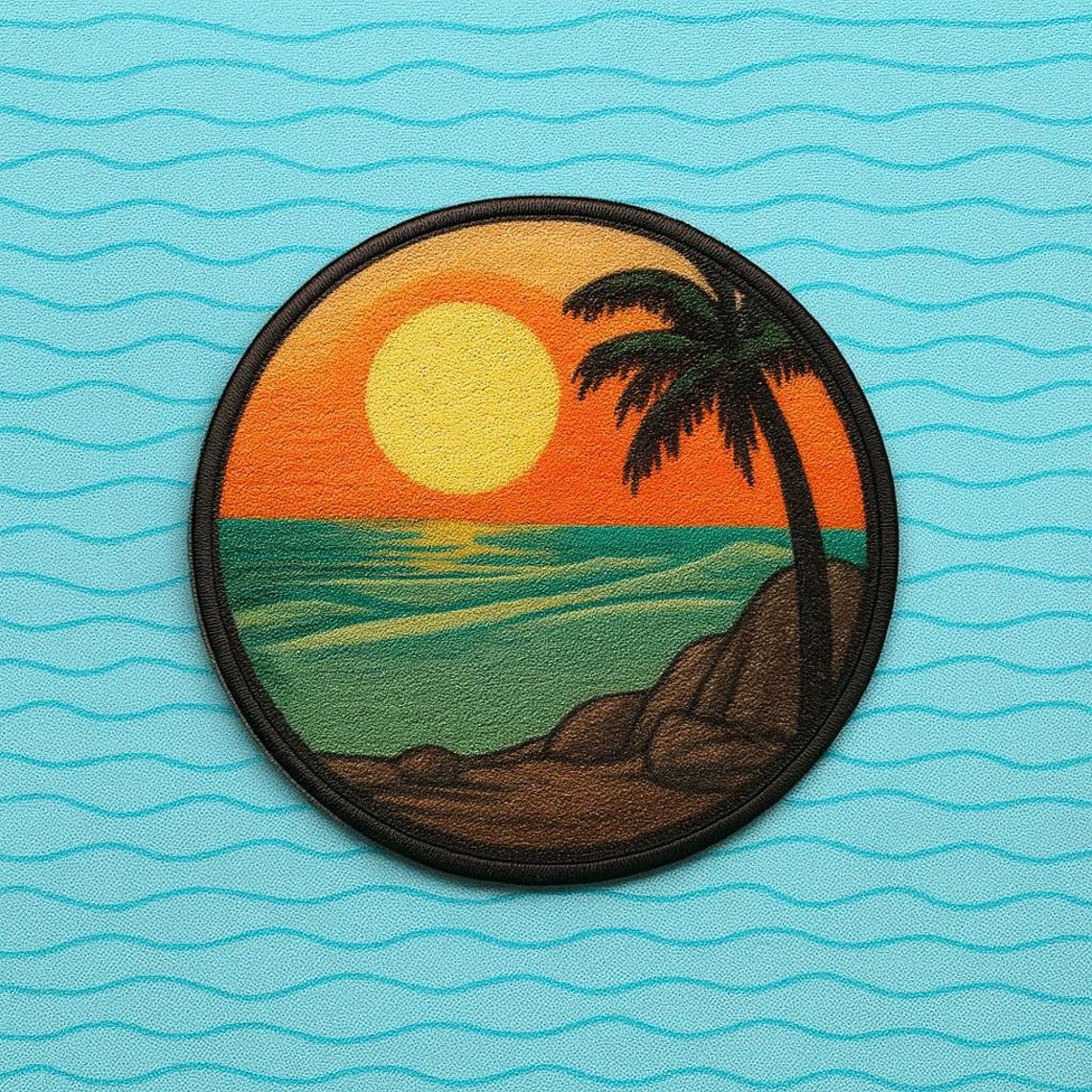 Sunrise Over the Beach Patch/iron-on Patch/travel Souvenir, Ocean Wave ...
