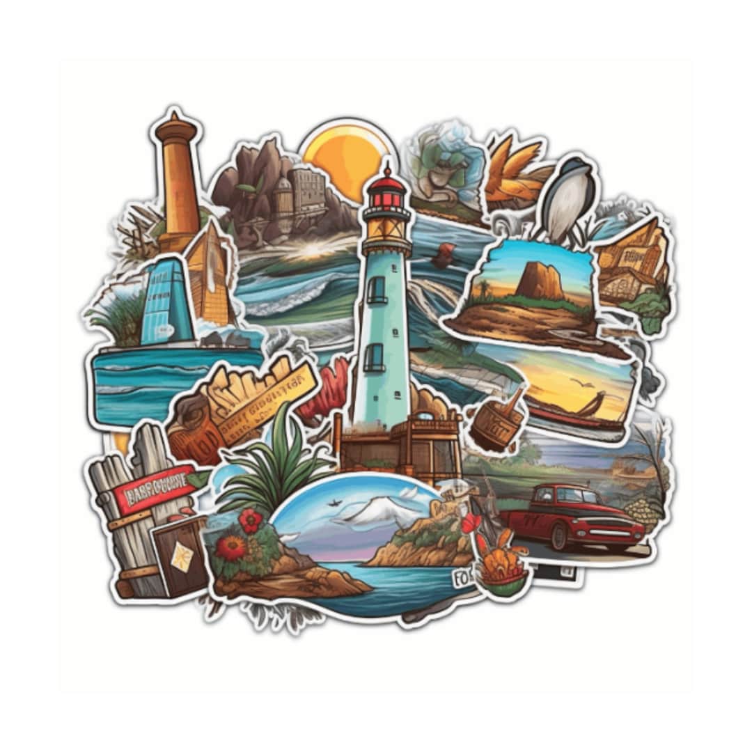 Beaches of America Sticker, Waterproof Vinyl Beach Lover Sticker, Ocean ...