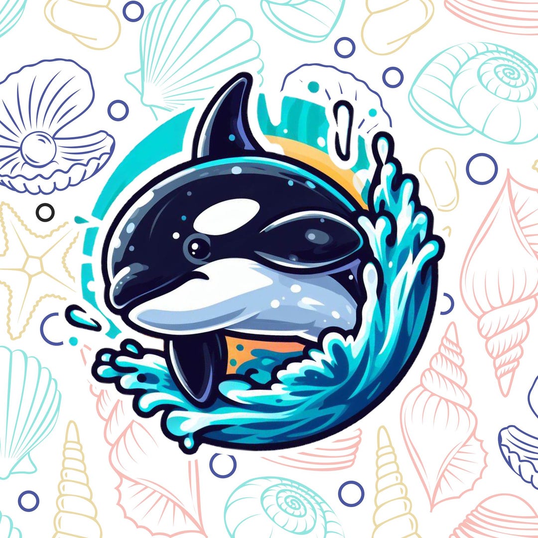Cute Orca Whale Sticker Decal, Waterproof Vinyl Sticker, Water Bottle ...