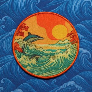 Dolphin in the Ocean Patch/iron-on Patch/marine Life & Sea Creatures ...