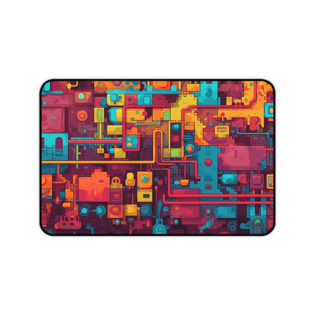 Desk Mat Pixel Art Colorful Gaming Mat Office Mouse Pad - Etsy